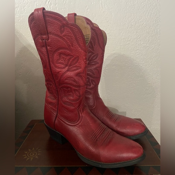 Ariat | Shoes | Ariat Red Leather Cowboy Boots Womens 9 | Poshmark